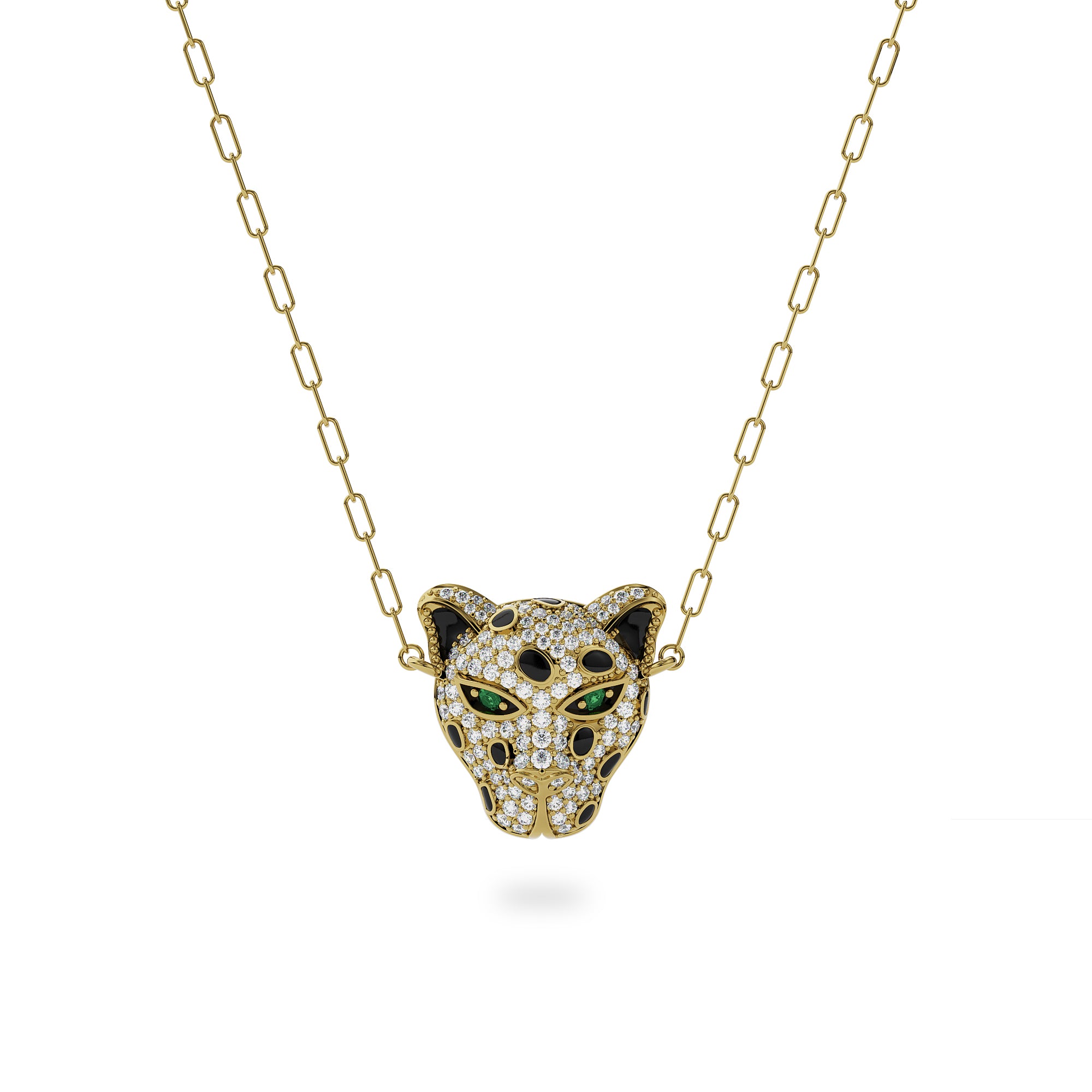Diamond & Emerald Tiger on a pure gold Chain Necklace | BAHIA Fine ...